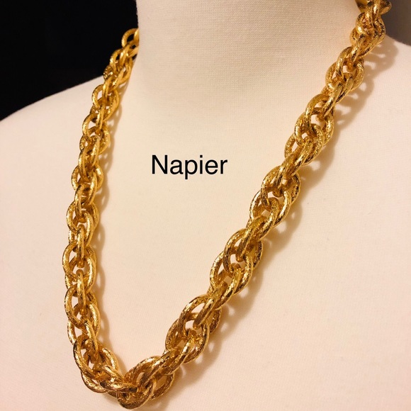 Napier | Jewelry | Vintage Napier Gold Rope Chain Doublelink Necklace ...
